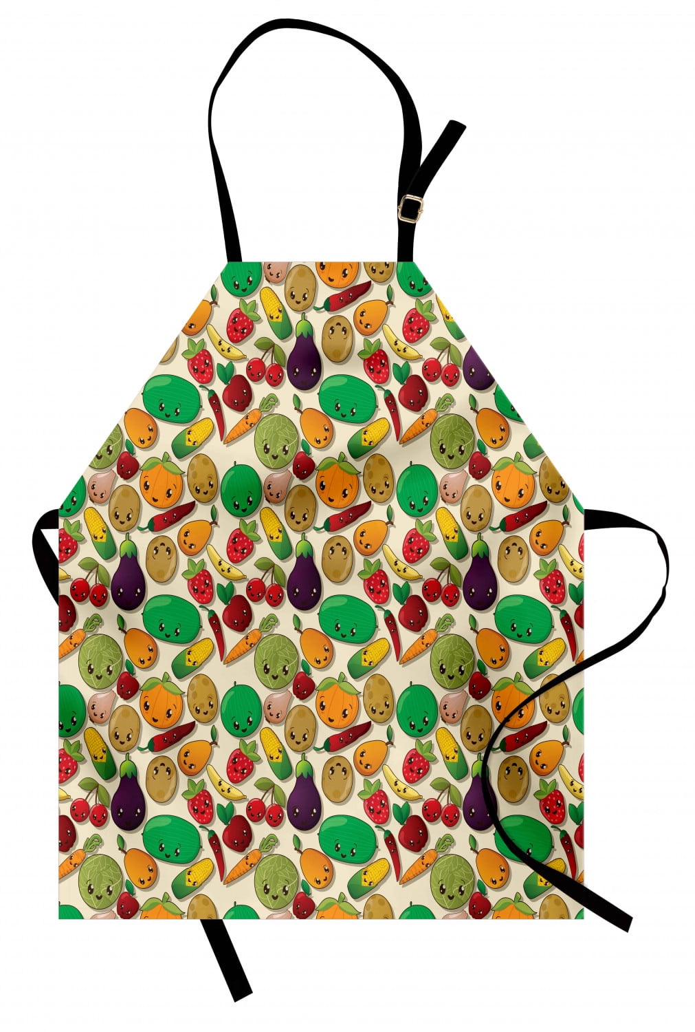 Anime Apron Various Vegetables and Fruits with Kawaii Faces Healthy ...