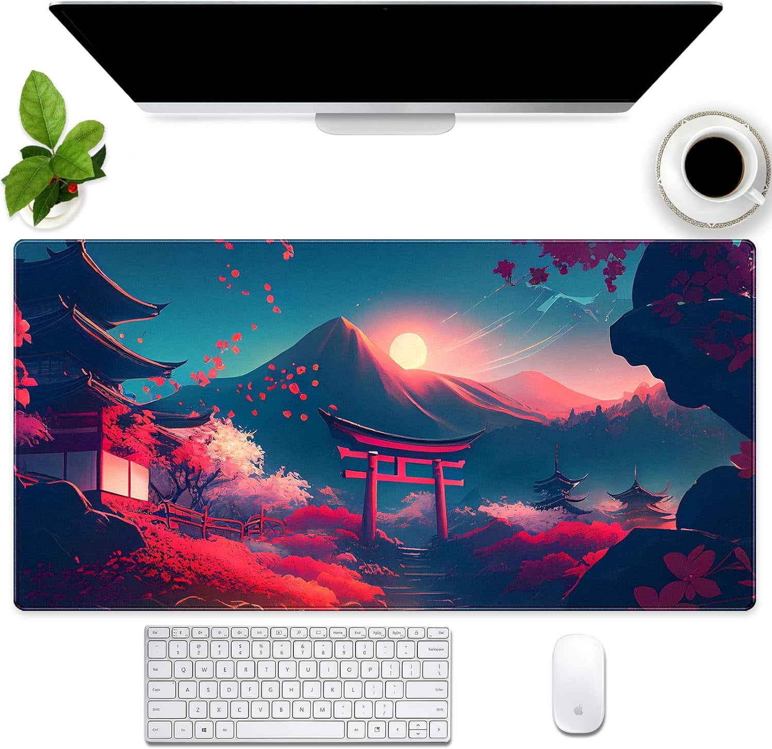 Anime Art Desk Mat Large Gaming Mouse Pad Pink Japanese Cherry Blossom ...