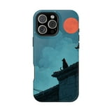Anime Art of a Cat at Night Graphic Phone Case for iPhone 11,12,13,14 ...