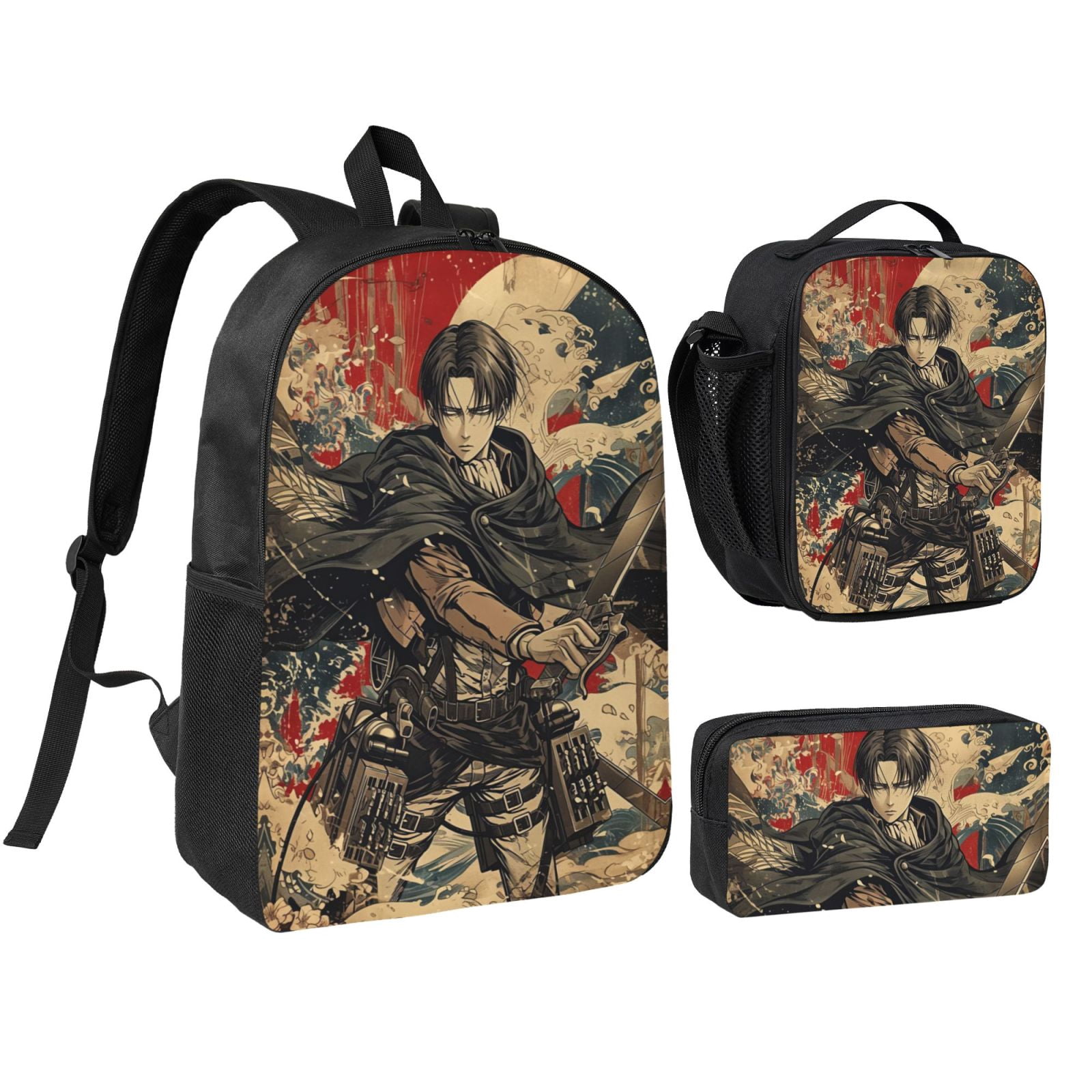 Anime Attack On Titan Backpack 3 Pcs Casual Multifunction Travel ...