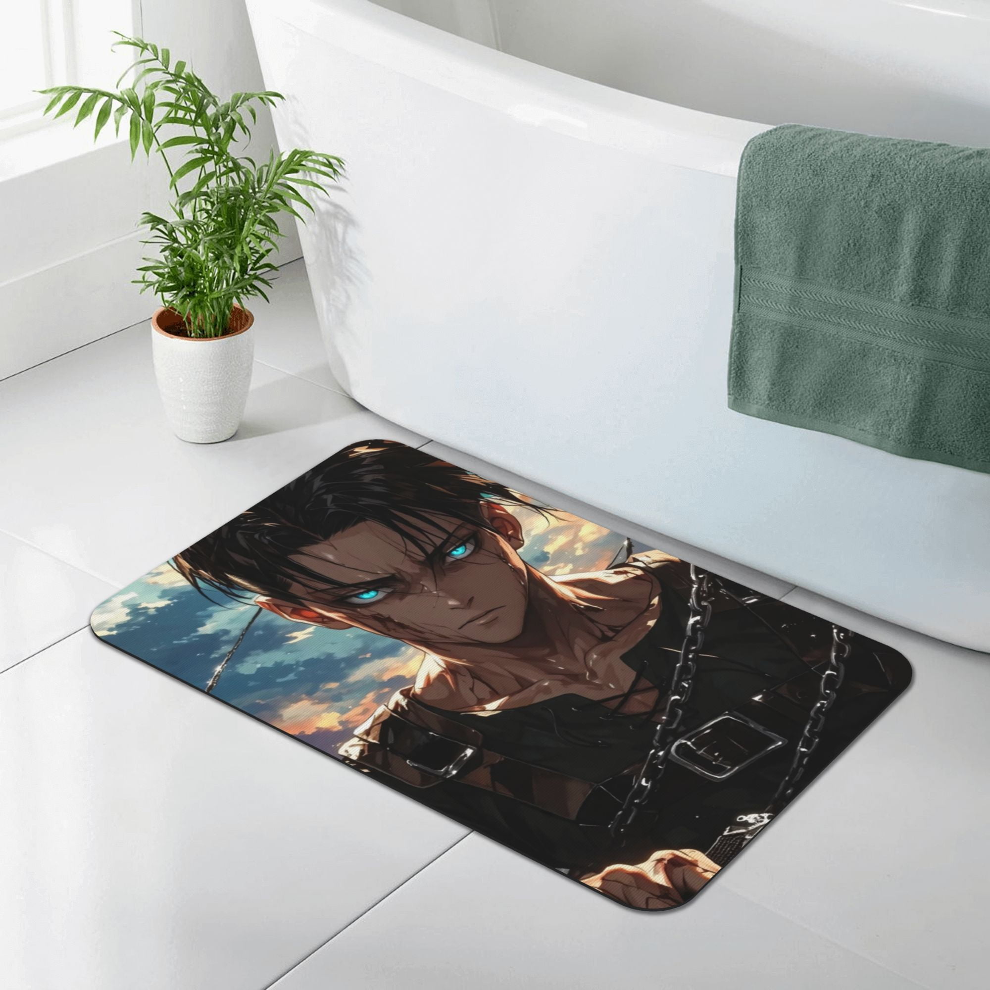 Anime Attack On Titan Levi Ackerman Bath Mat Diatomaceous Earth Shower ...