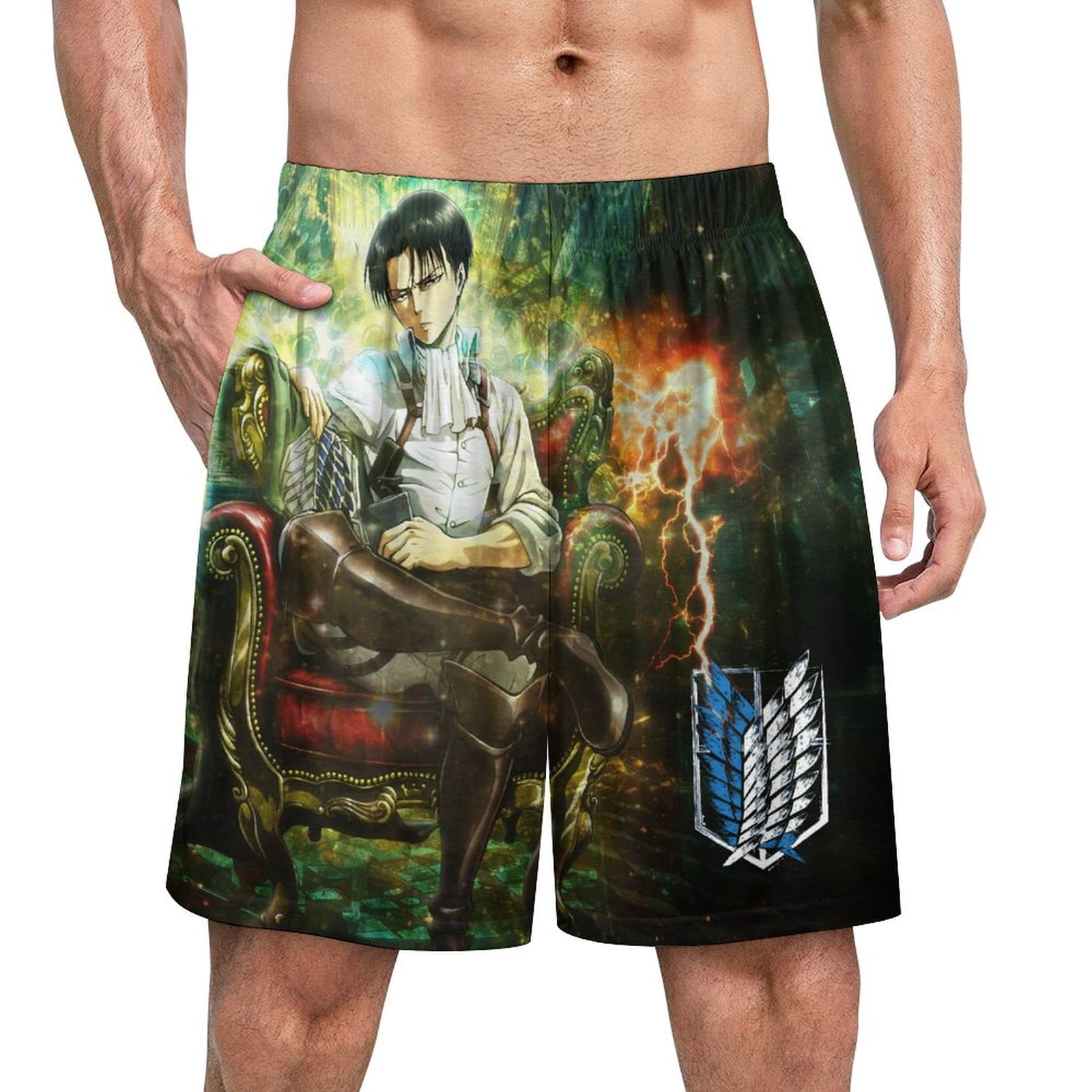 Anime Attack On Titan Men's Shorts 3D Printed Beach Shorts Pajama Pants ...