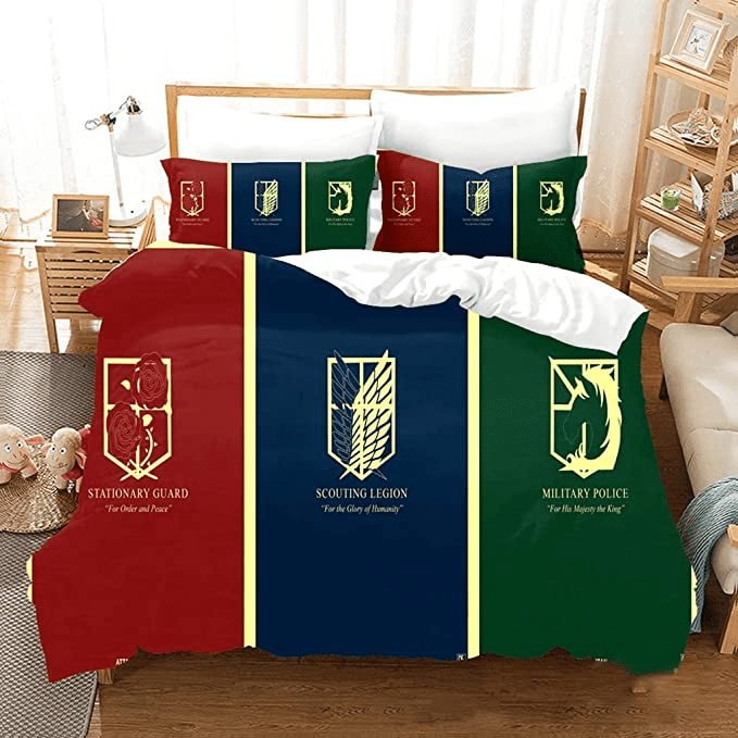 Anime Attack on Titan Full Size Bedding Bed Set for Room Decor Comfy ...