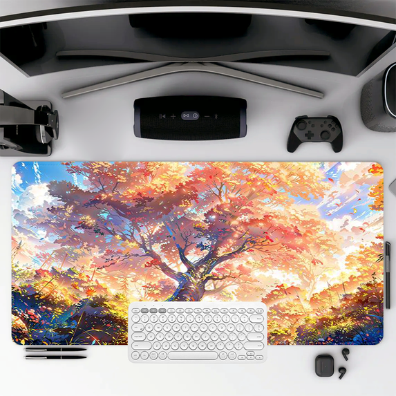 Anime Autumn Forest Mouse Pad 35.4 x 15.8 inches Rubber Desk Mat with ...