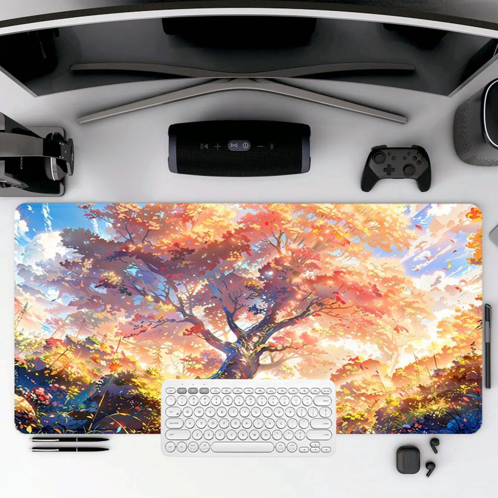 Anime Autumn Tree Mouse Pad 35.4 x 15.8 inches Rubber Desk Mat for ...