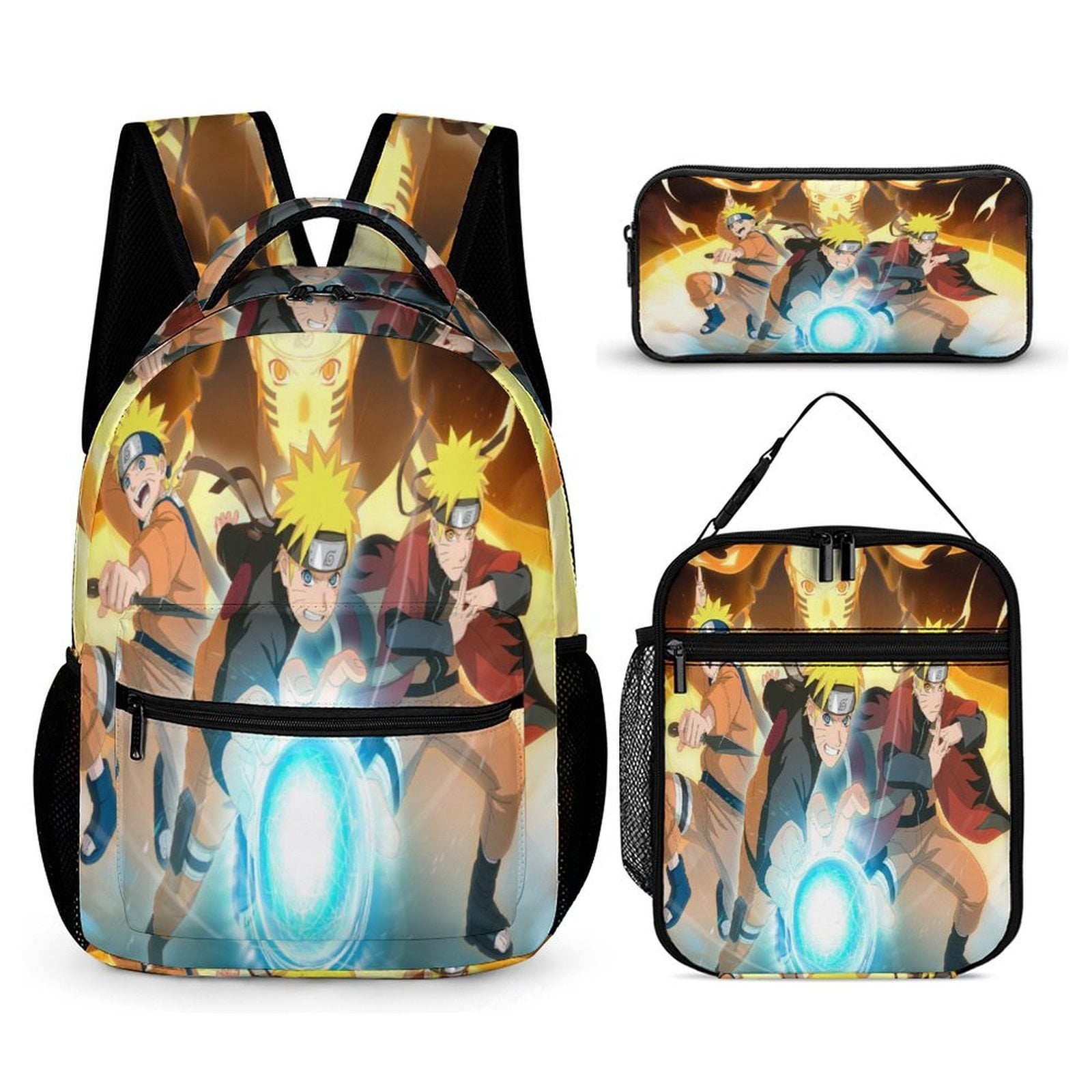 Anime Backpack Cool 17 Inch 3 Piece Set with Insulated Lunch Bag and ...