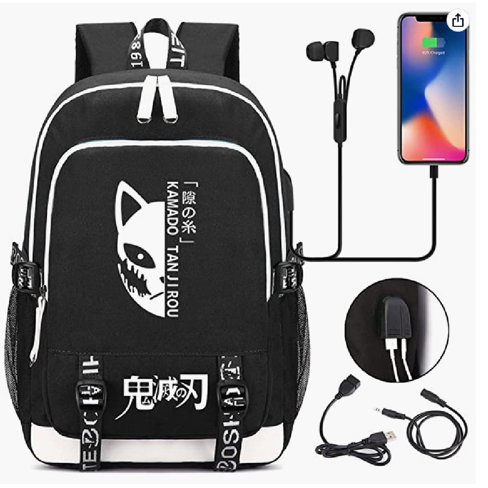 Anime Backpack Jujutsu Uniform Graphic Energy Flame Print Canvas ...