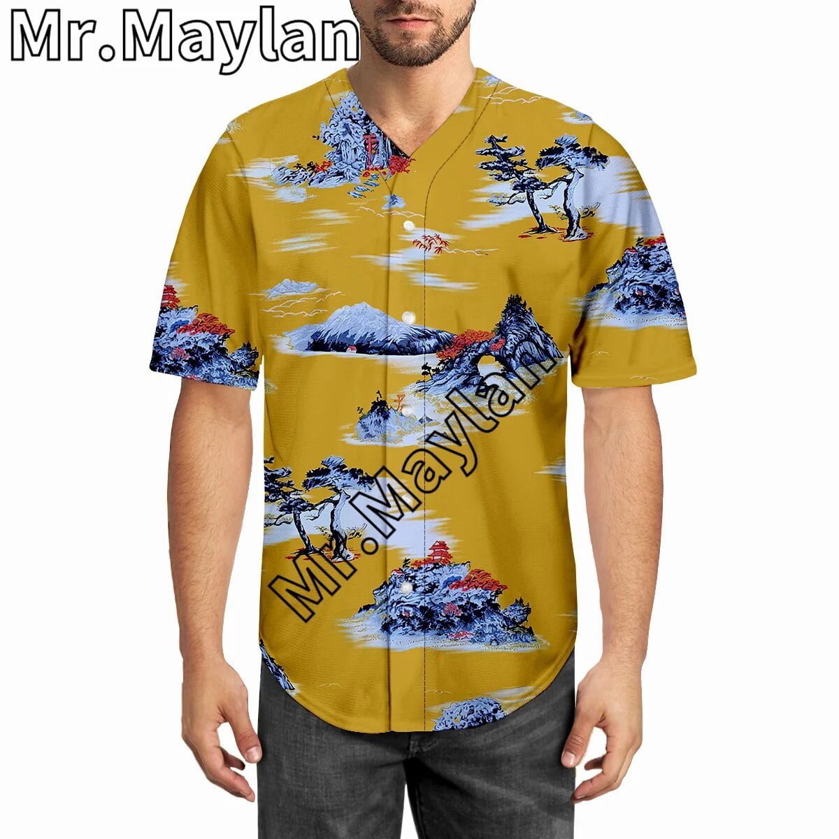 Anime Baseball Jersey Shirt 3D Japannese Dragon Tattoo Men Shirt Casual ...