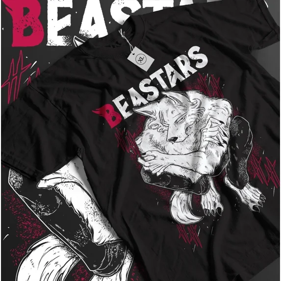 Anime Beastars Legoshi Wolf Man Graphic Black T-Shirt Size S-5XL ...