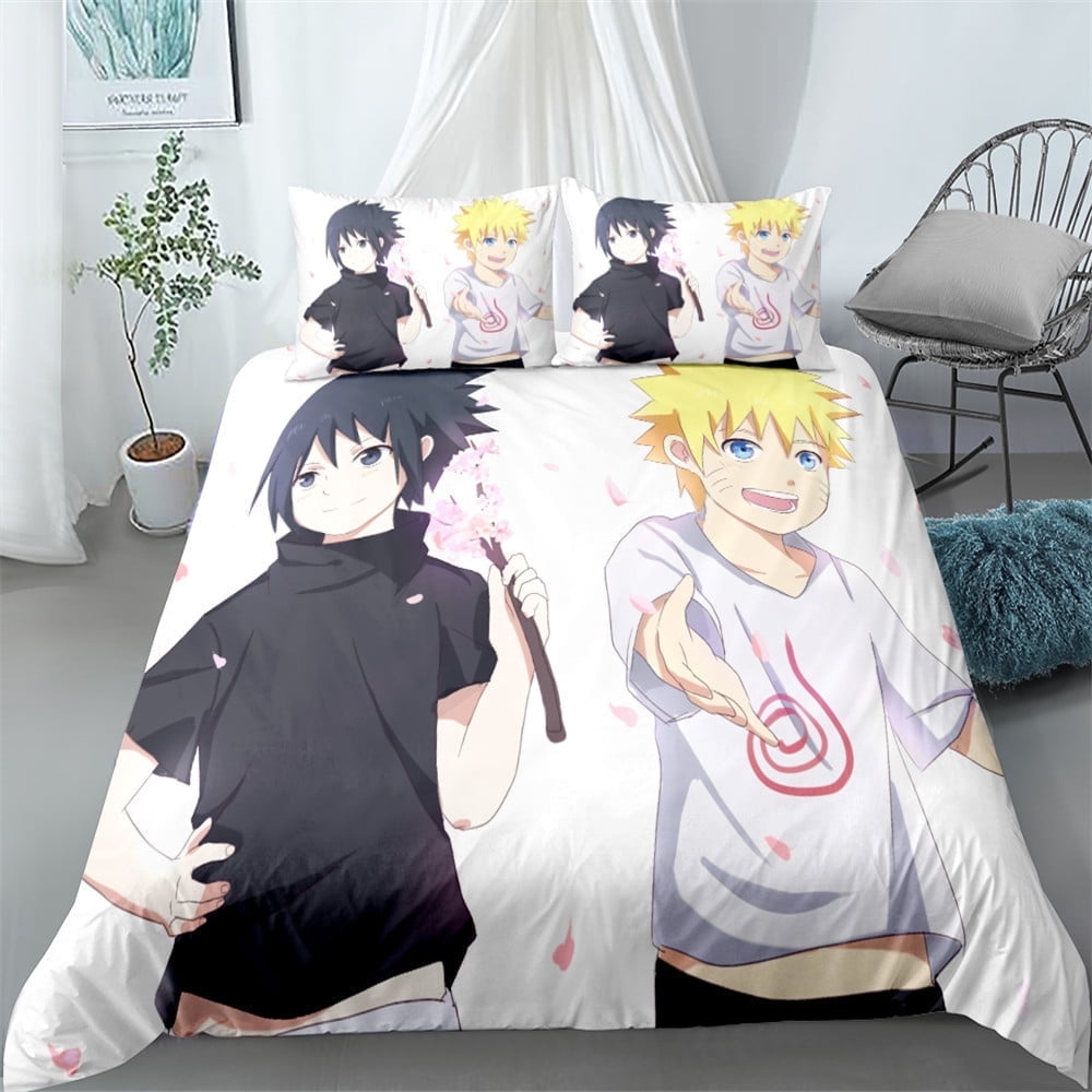 Anime Bedding Queen Size Bed Set 3pcs Bedroom Duvet Cover Set for Teens ...