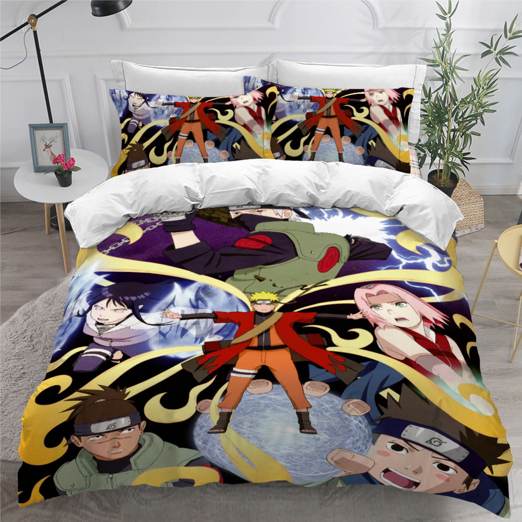 Anime Bedding Set Comforter & Pillowcases Featuring & Leaf Characters ...