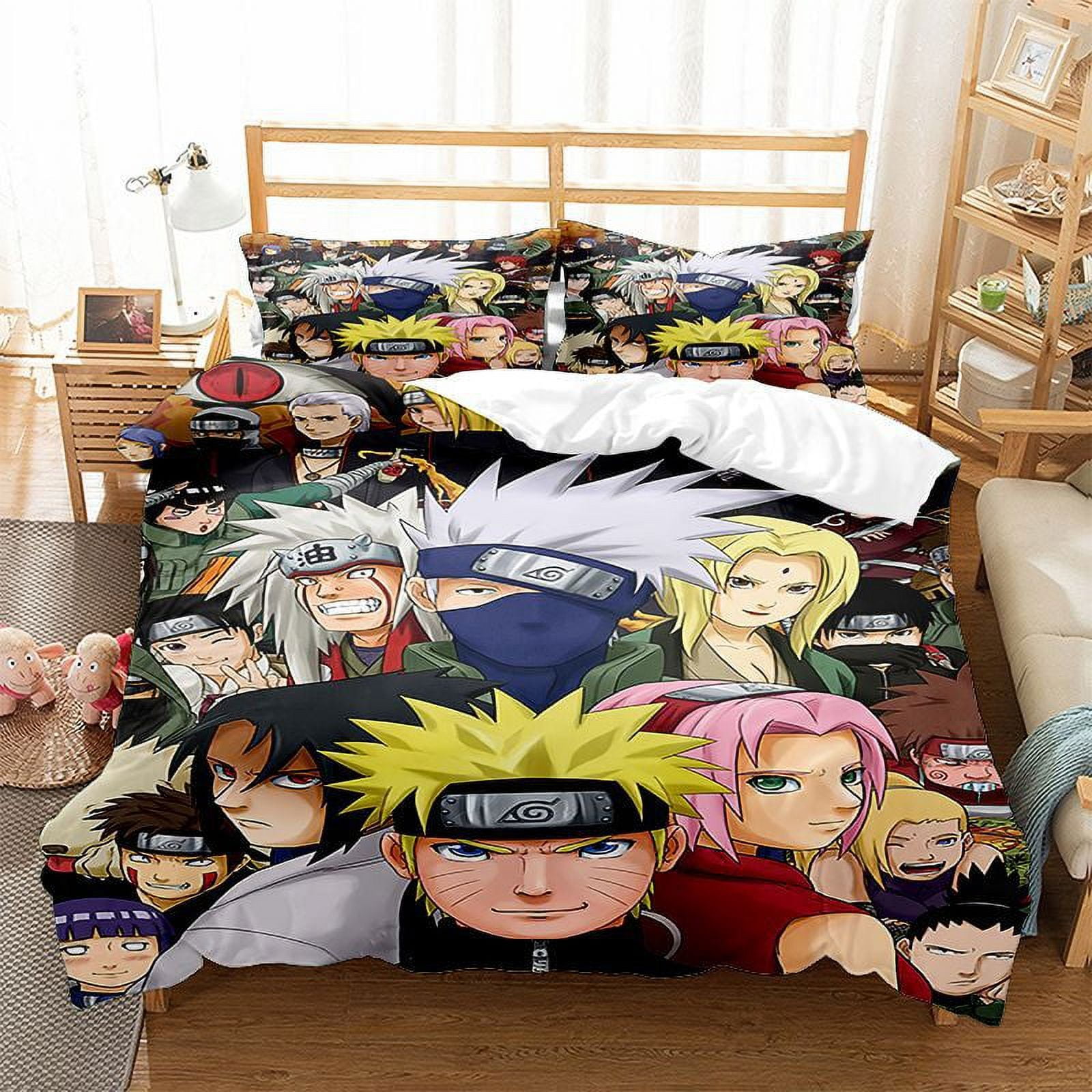 Anime Bedding Set Sasuke Duvet Cover for Boys Girls Teens 3Piece Anime ...
