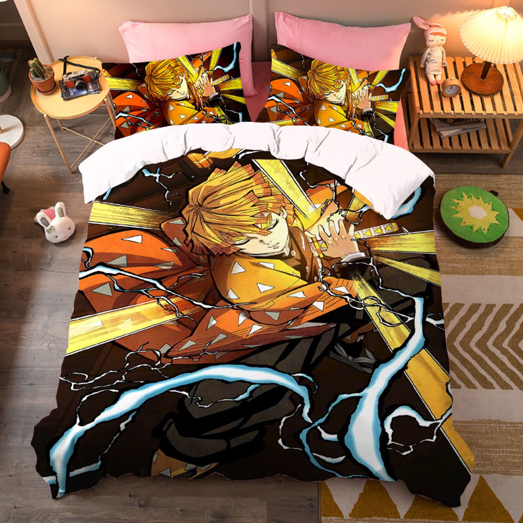 Anime Bedding Set Vibrant Comforter & Pillowcases Energetic Design for ...