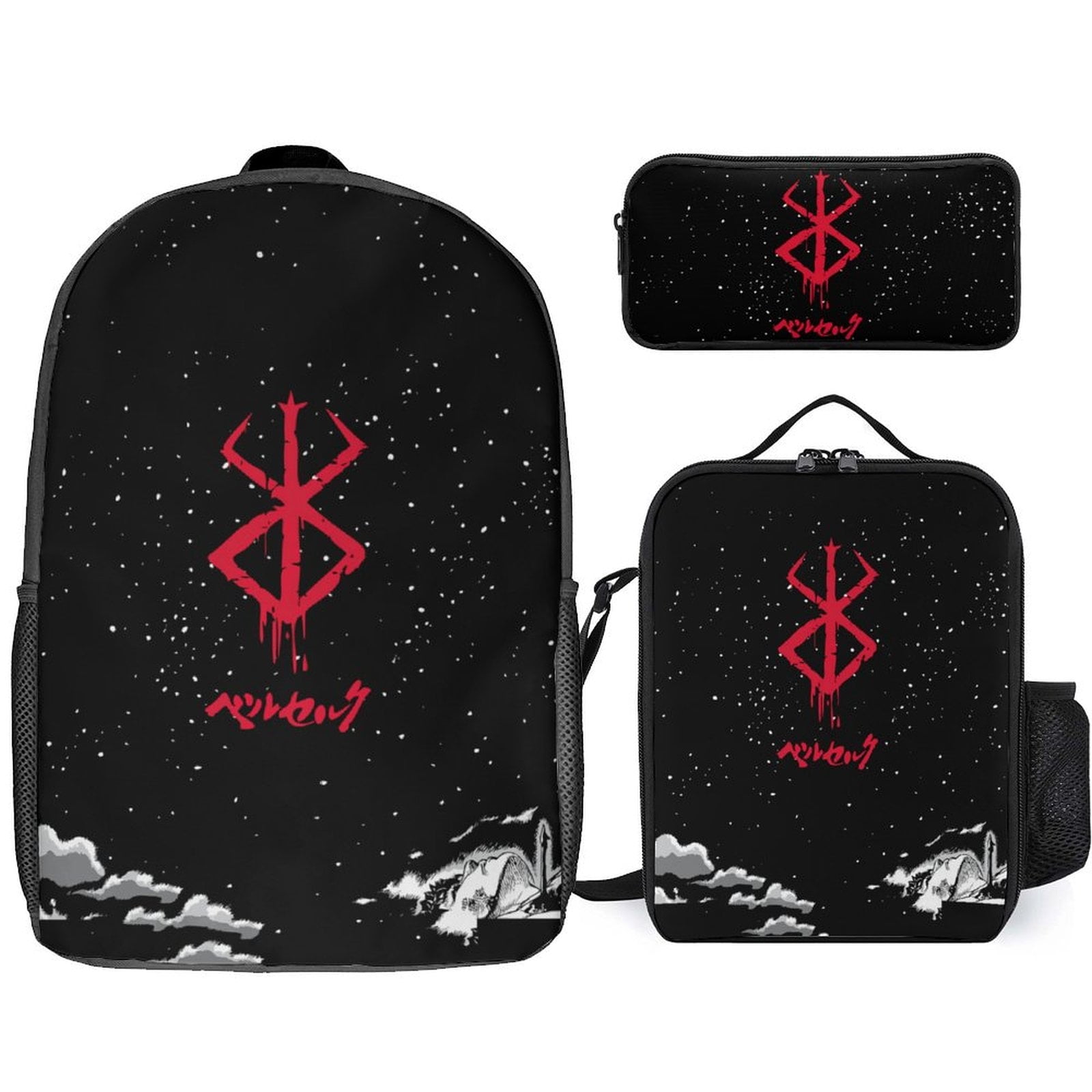Anime Berserk 3 Piece Backpack Set with Lunch Bag Pencil Case, High ...