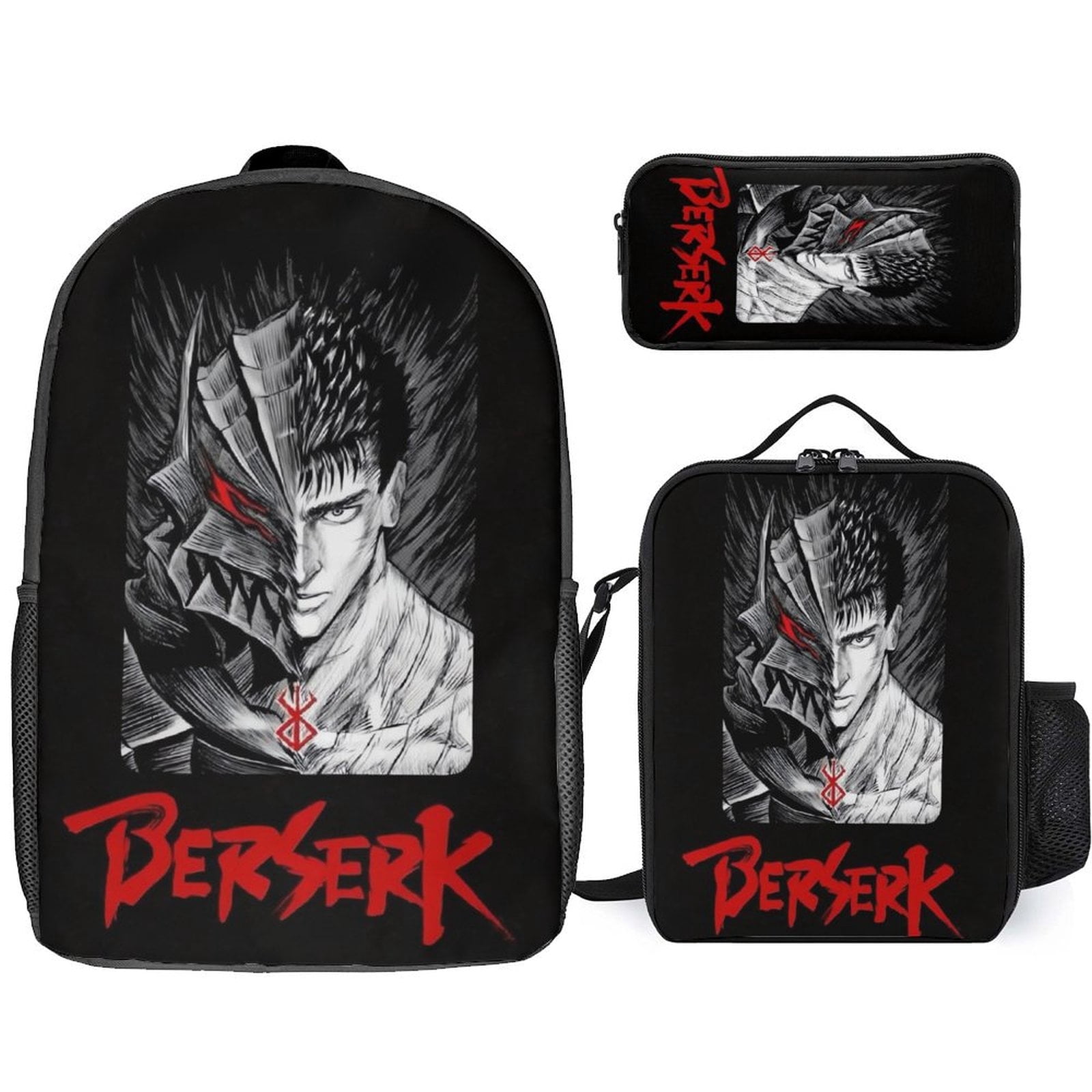 Anime Berserk 3 Piece Backpack Set with Lunch Bag Pencil Case, High ...