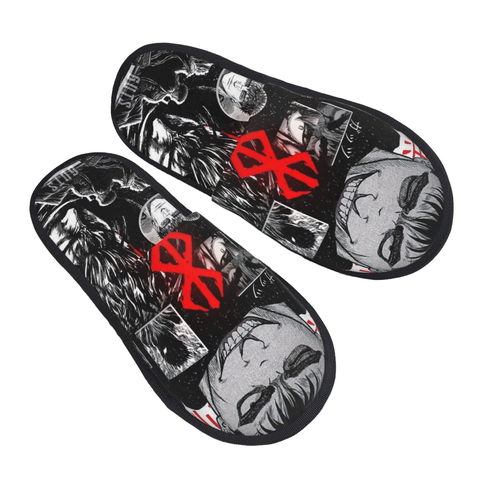 Anime Berserk Furry Slippers For Men Women Fuzzy House Slippers Winter ...