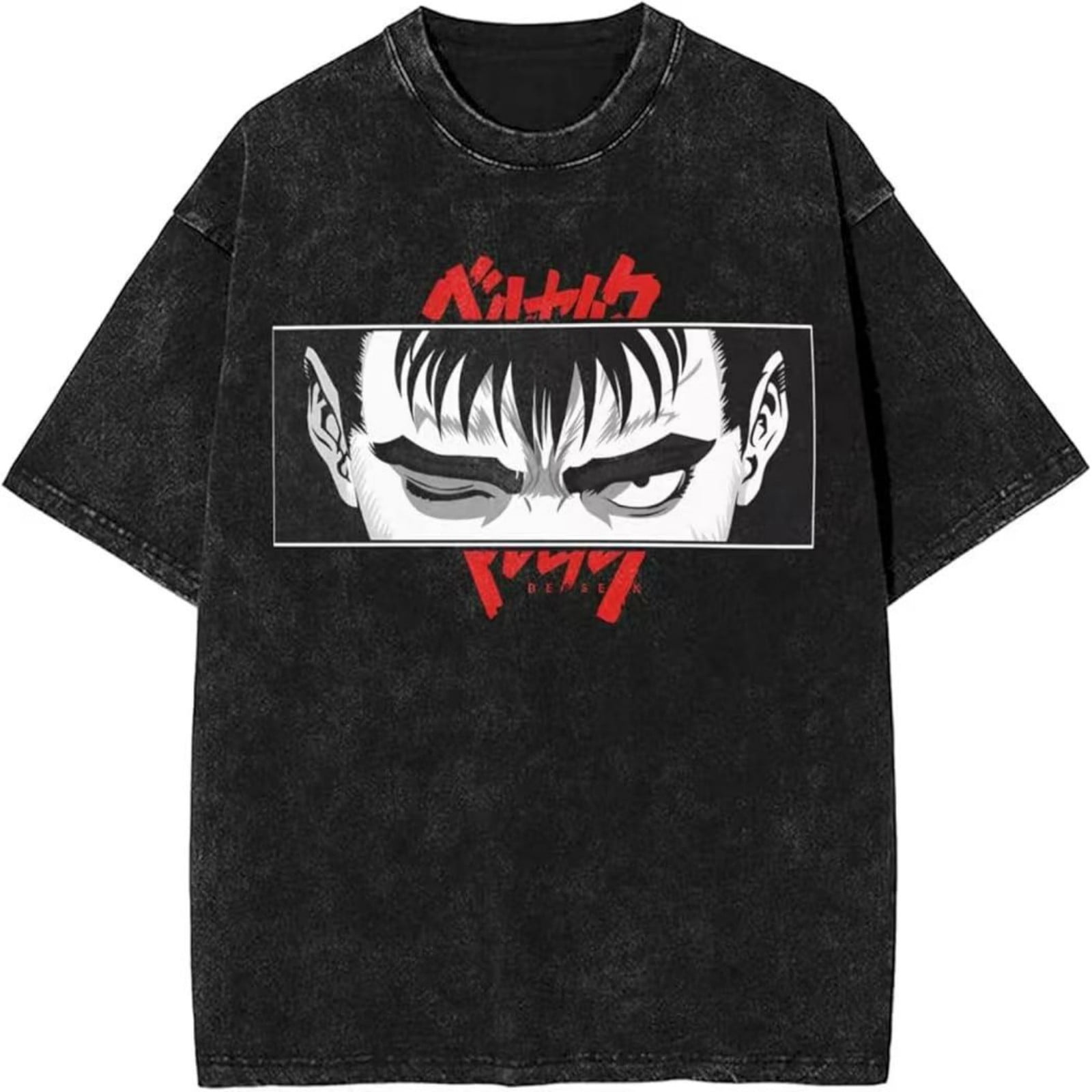 Anime Berserk Shirt Vintage Casual Washed Crewneck Short Sleeve ...