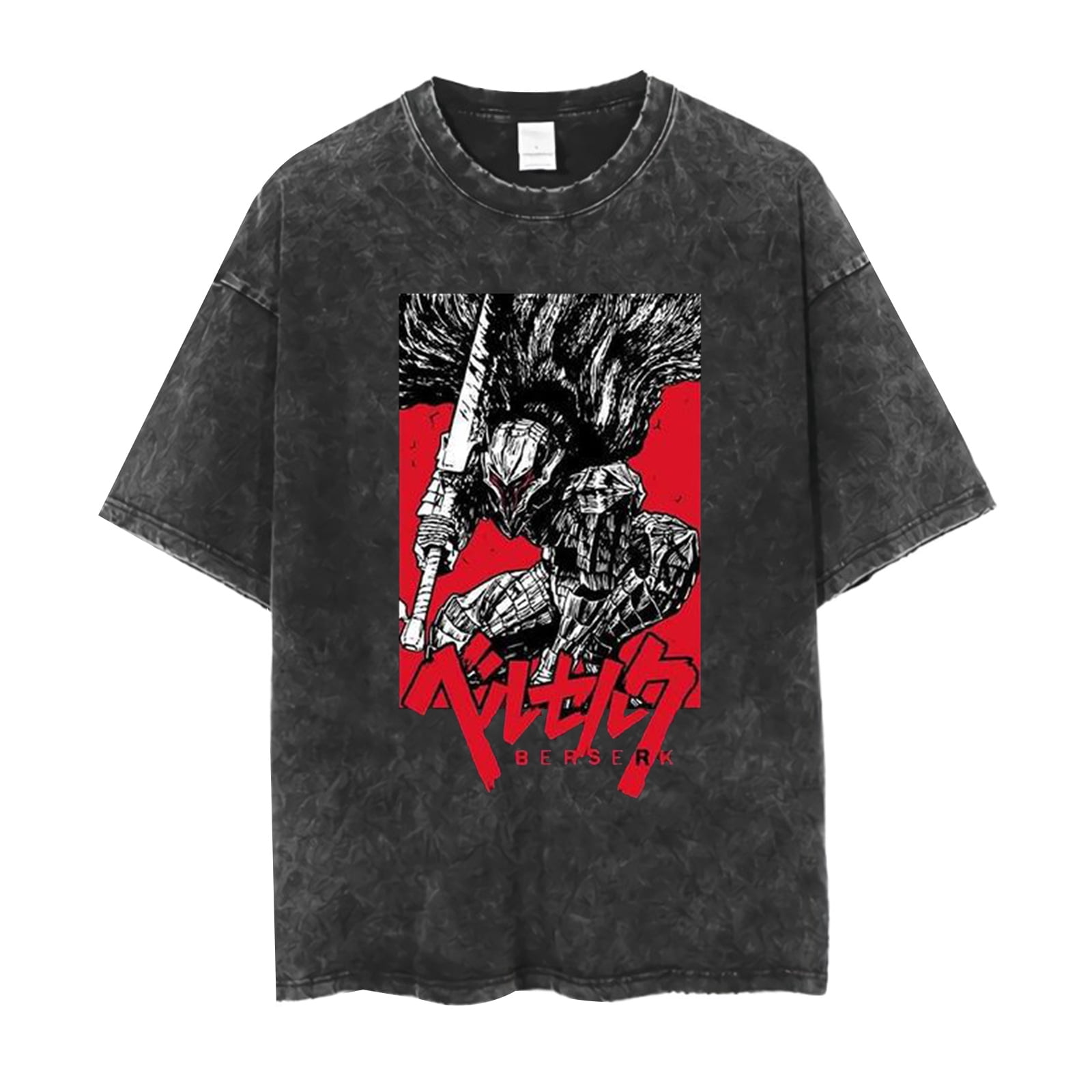 Anime Berserk T-shirt Guts T-shirt Vintage Harajuku Washed Cotton Short ...