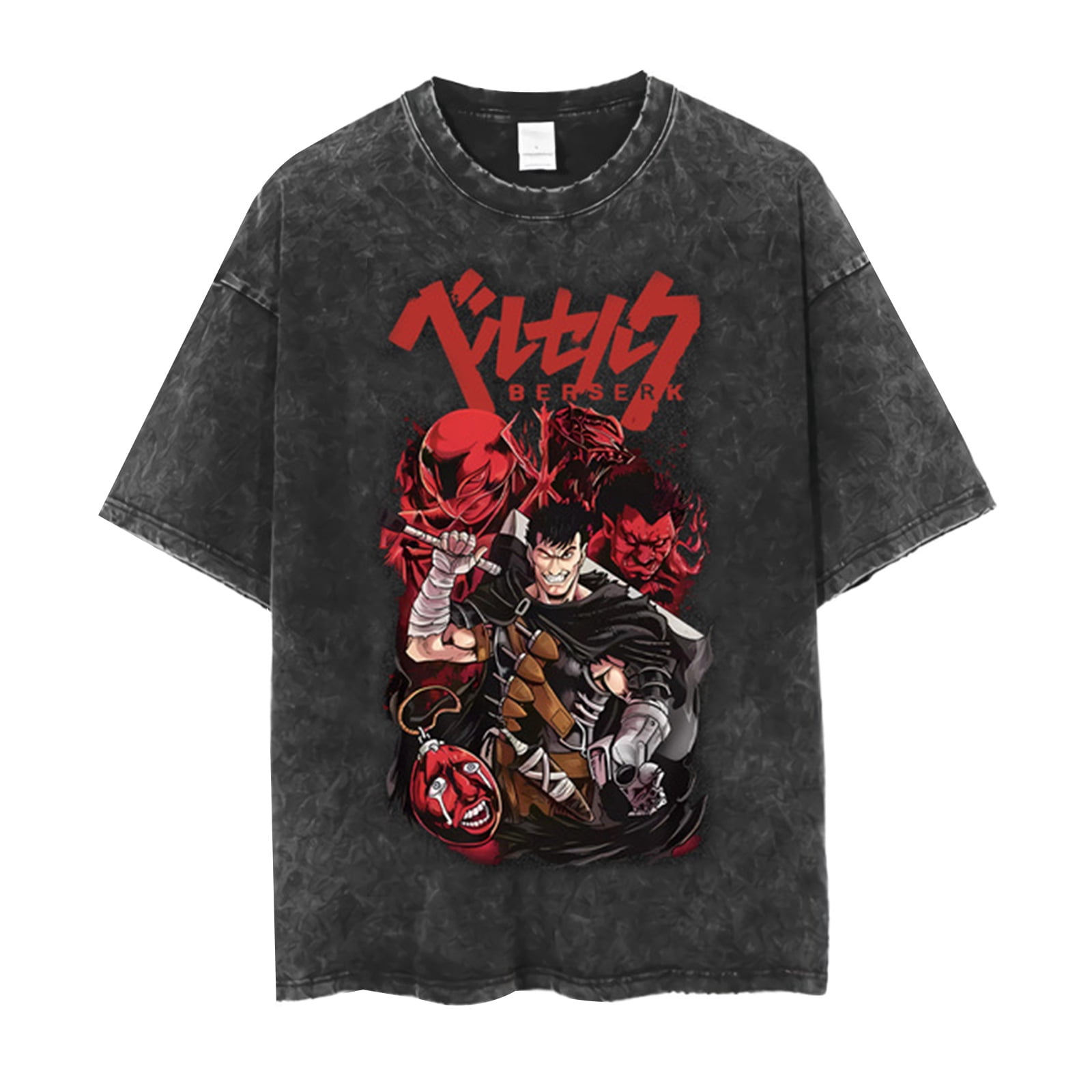 Anime Berserk T-shirt Guts T-shirt Vintage Harajuku Washed Cotton Short ...