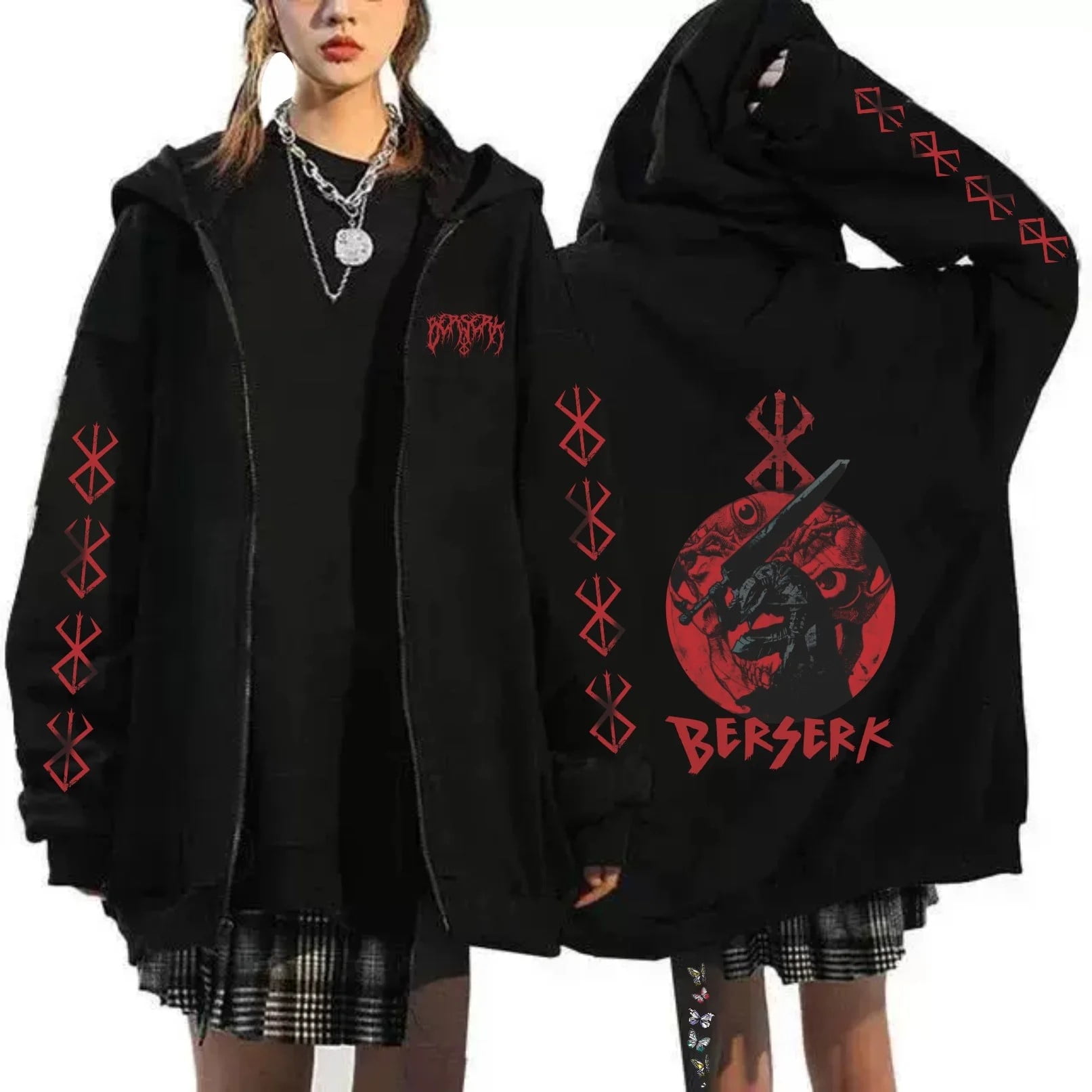 Anime Berserk Zipper Hoodie Men's Printed Zipper Jacket Fashion Street ...