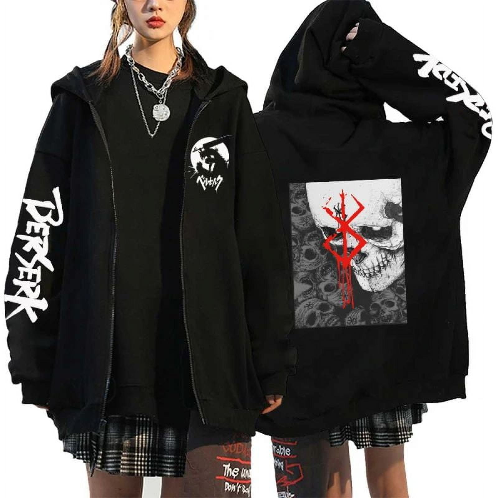 Anime Berserk Zipper Hoodies Men's Guts Print Zip Up Jackets Fashion ...