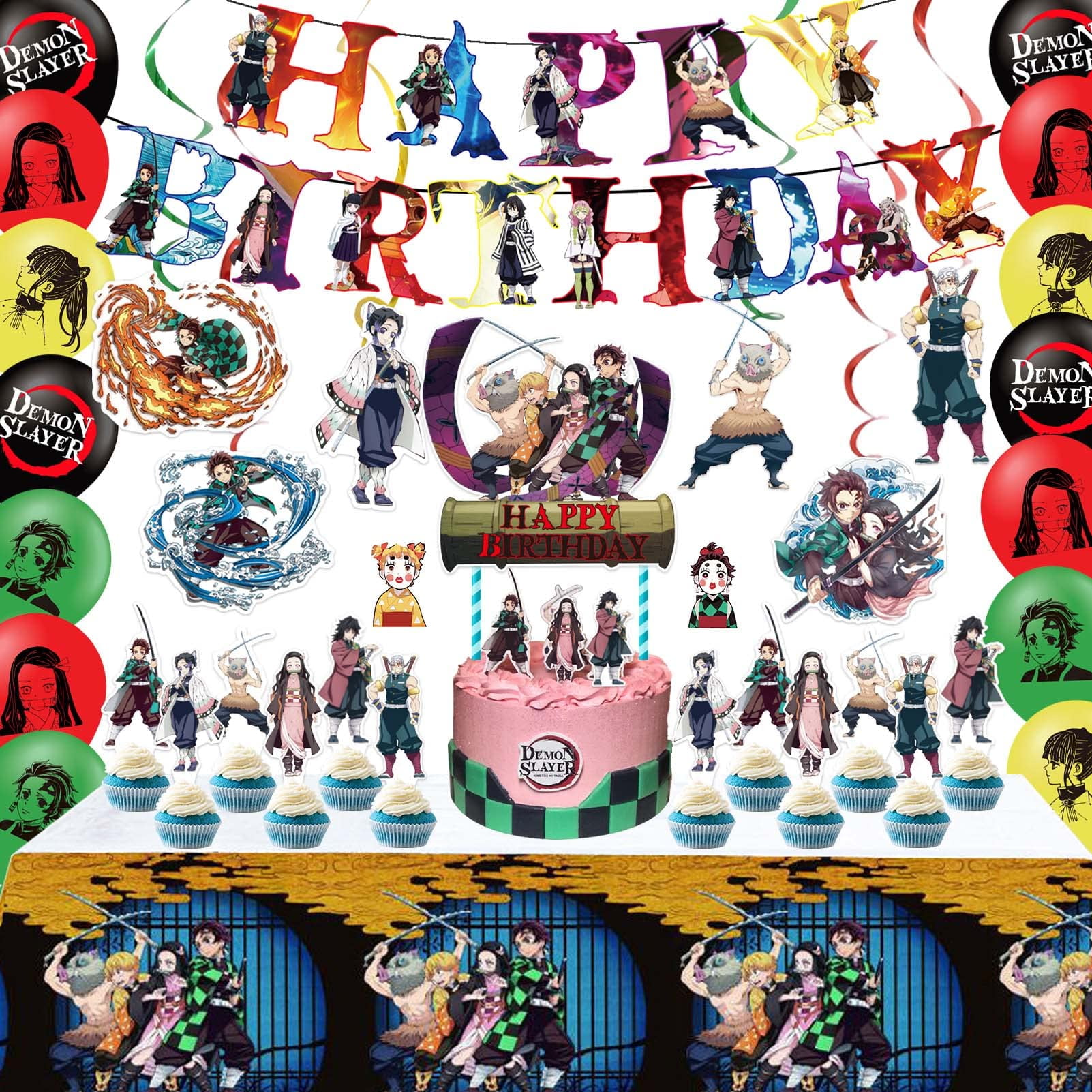 Anime Birthday Party Decorations, 99pcs Birthday Party Supplies Include ...