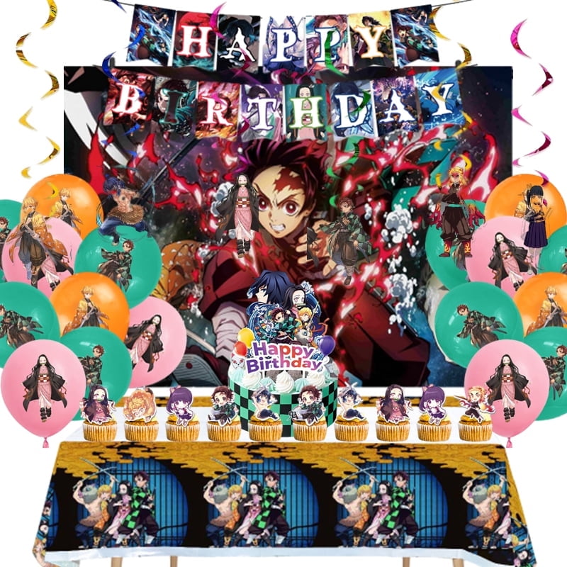 Anime Birthday Party Decorations, Demon Slayer Birthday Party Supplies ...