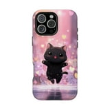 Anime Black Cat Dancing Cartoon Style Fun Art Design Case with iPhone ...