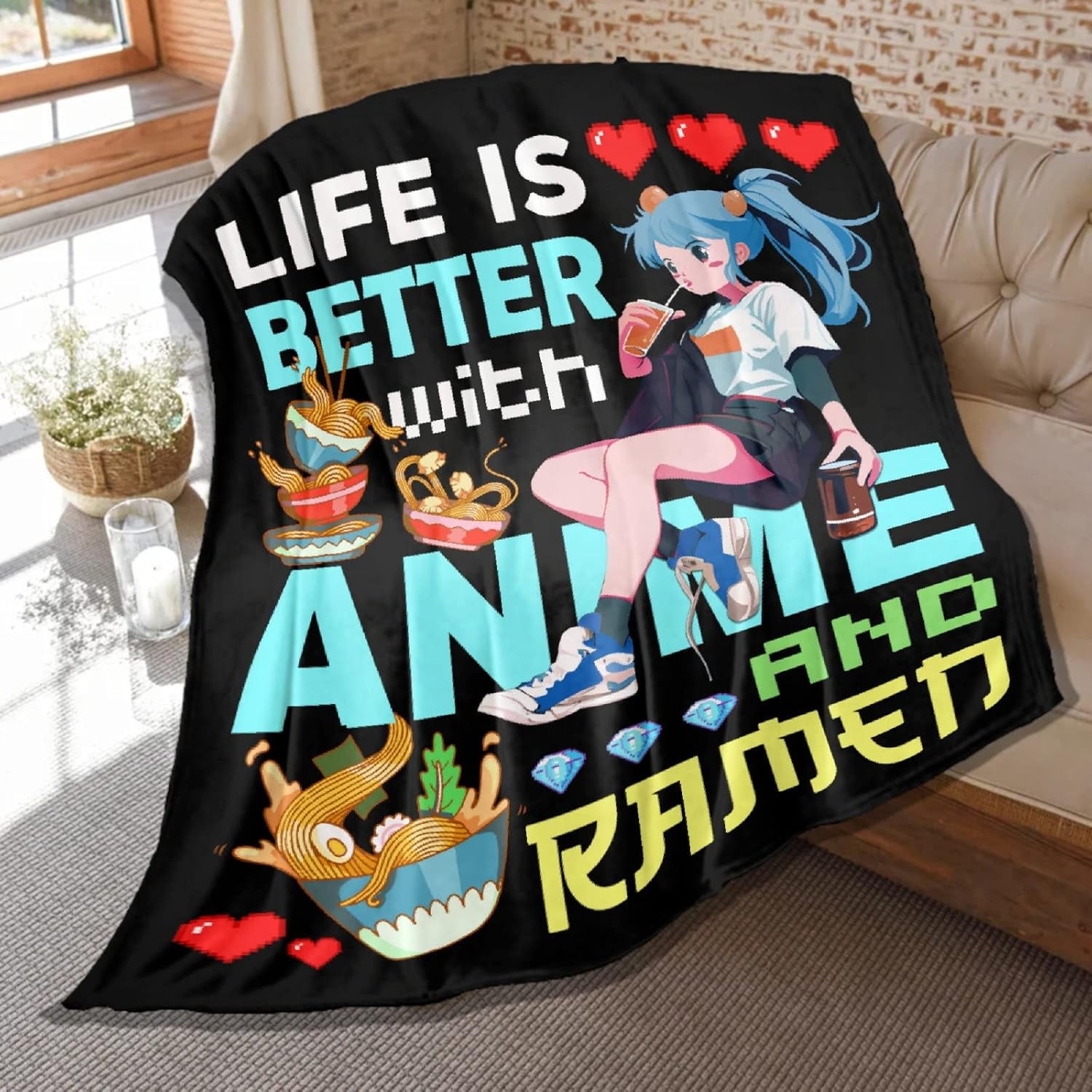 Anime Blanket Gifts for Boys and Girls, Life Is Better with Anime and ...