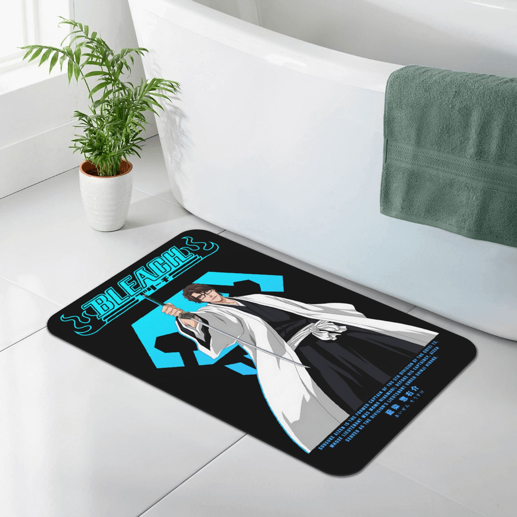 Anime Bleach Aizen Sousuke Bath Mat Diatomaceous Earth Shower Mat Non ...