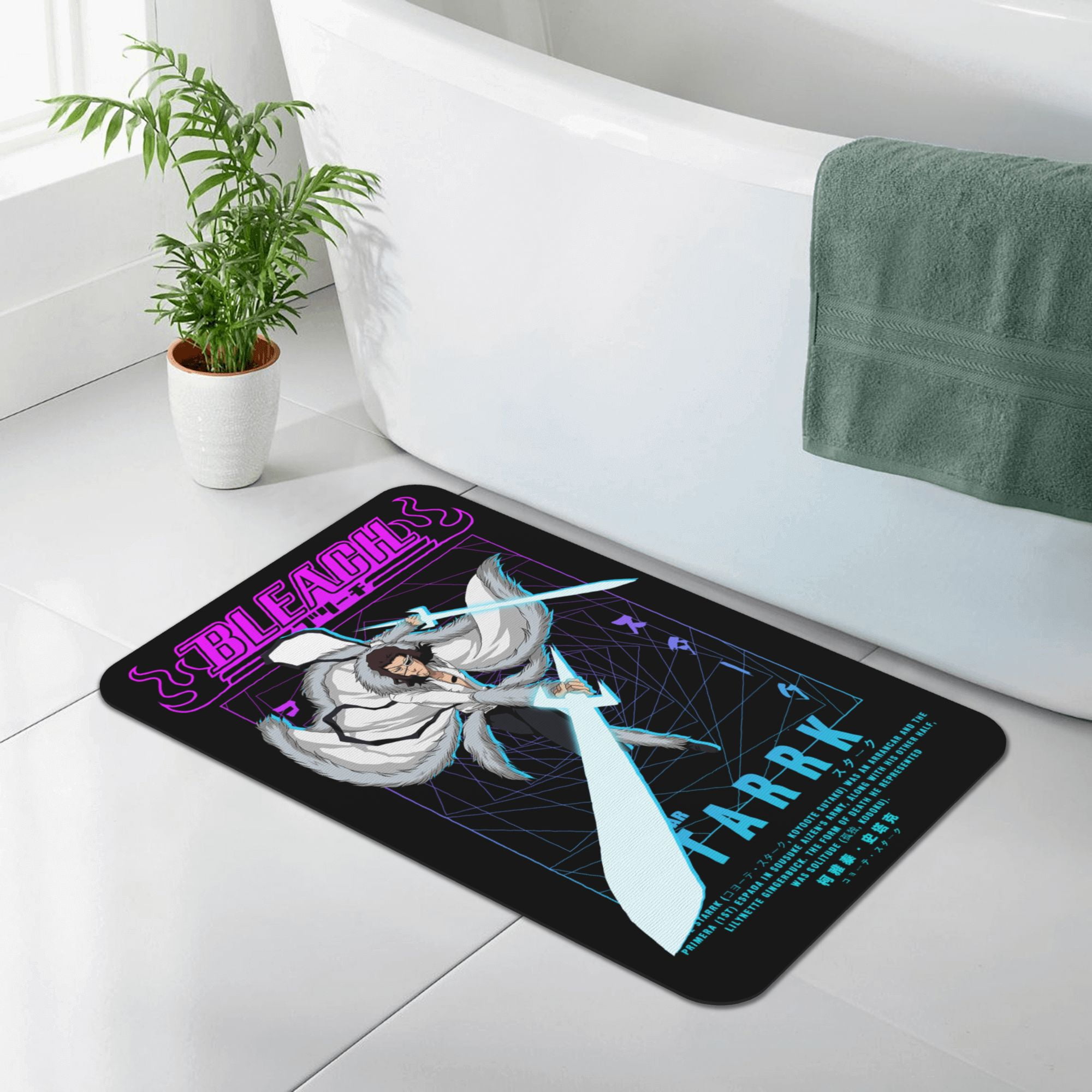 Anime Bleach Coyote Starrk Bath Mat Diatomaceous Earth Shower Mat Non ...