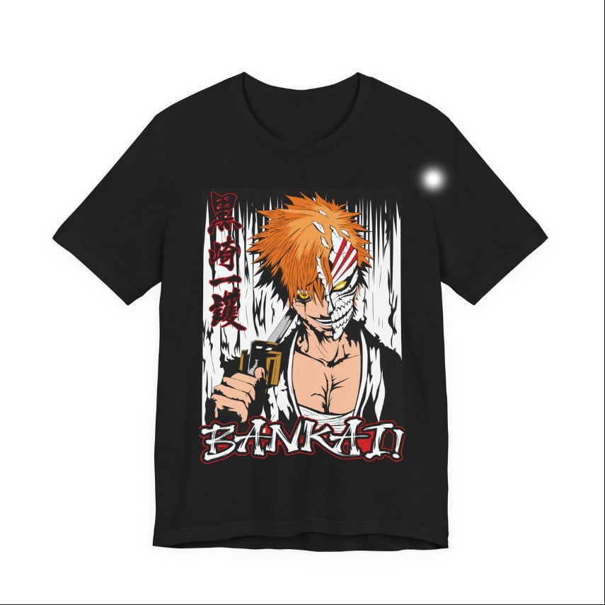 Anime Bleach Ichigo Bankai Japanese Graphic Black T-Shirt Size S-5XL ...