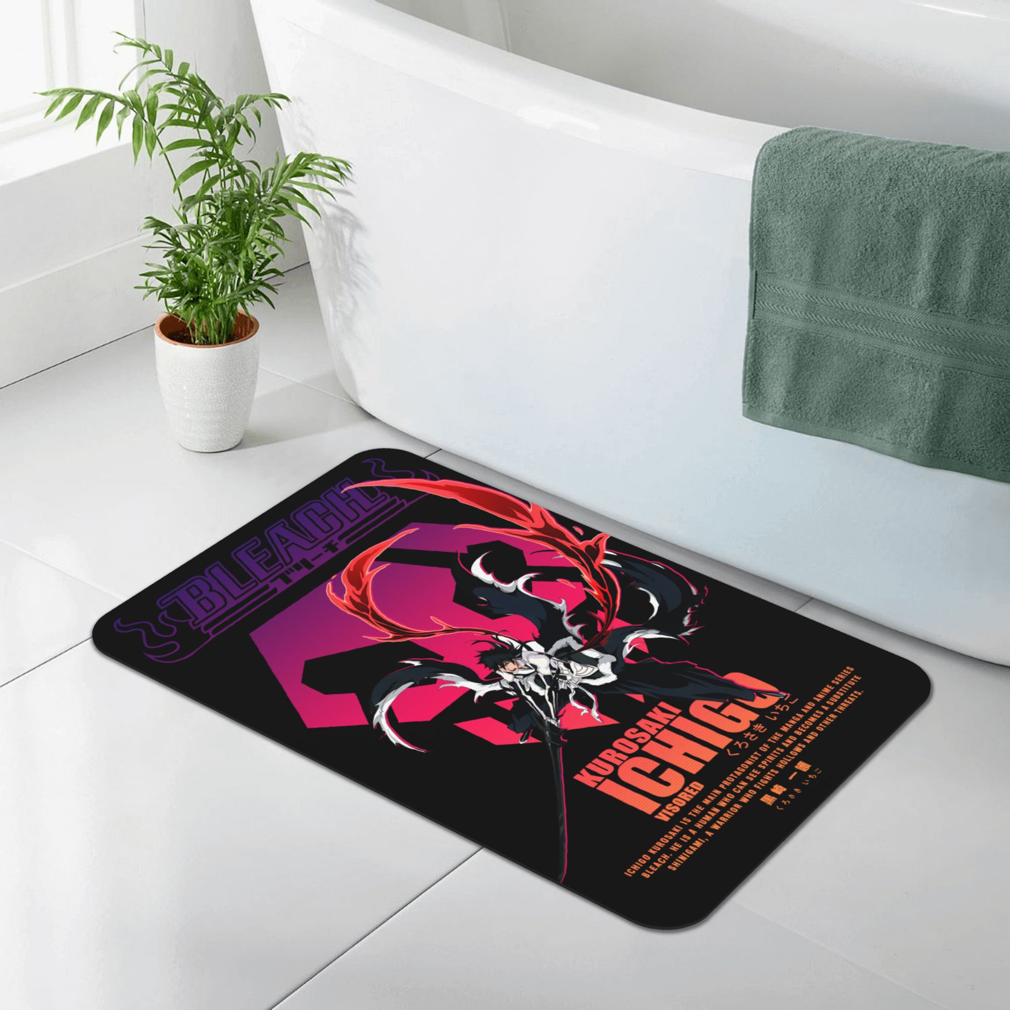 Anime Bleach Kurosaki Ichigo Bath Mat Diatomaceous Earth Shower Mat Non ...