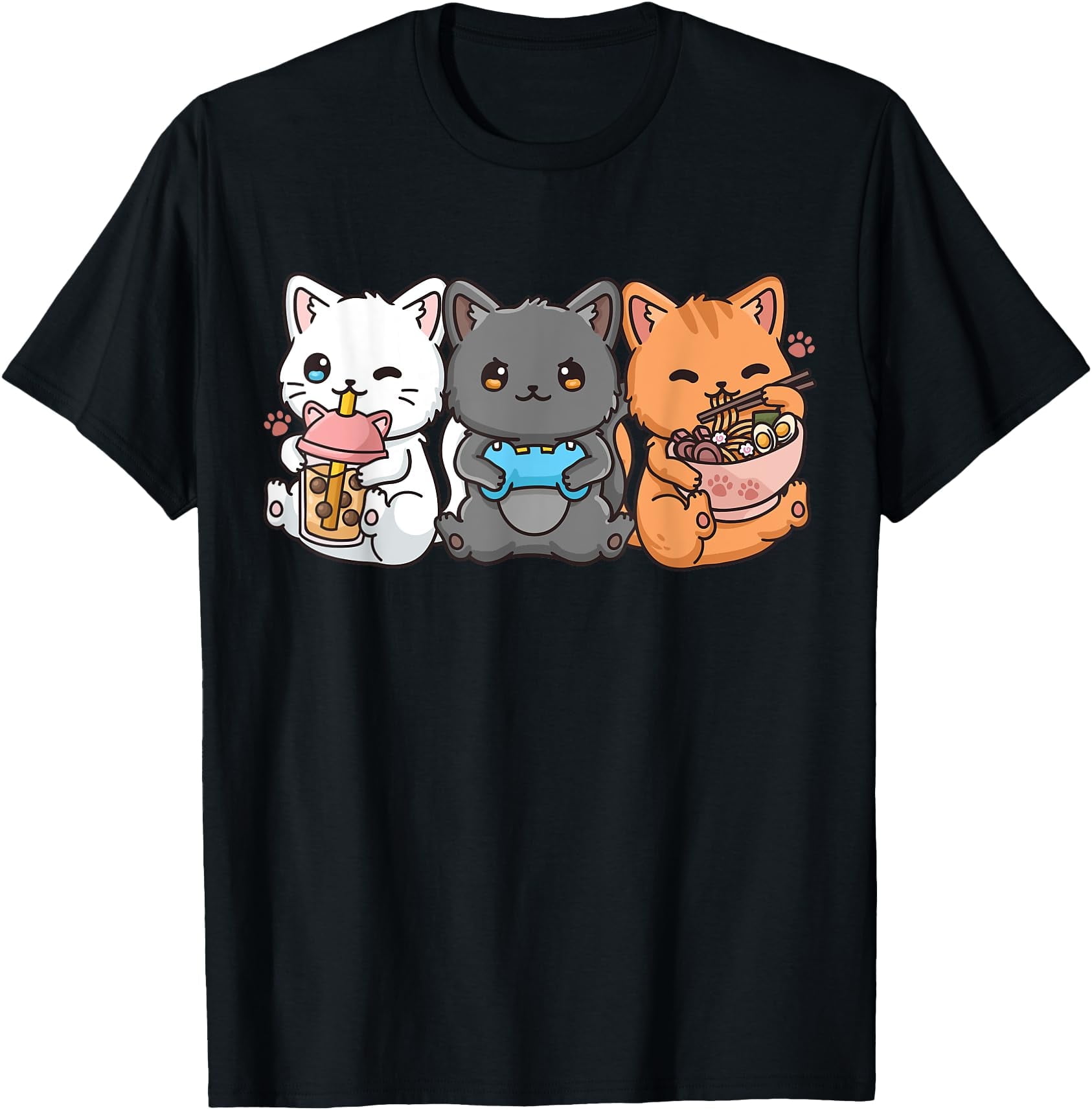 Anime Boba Tea Bubble Tea Gaming Gamer Ramen Cat Softstyle T-Shirt for ...