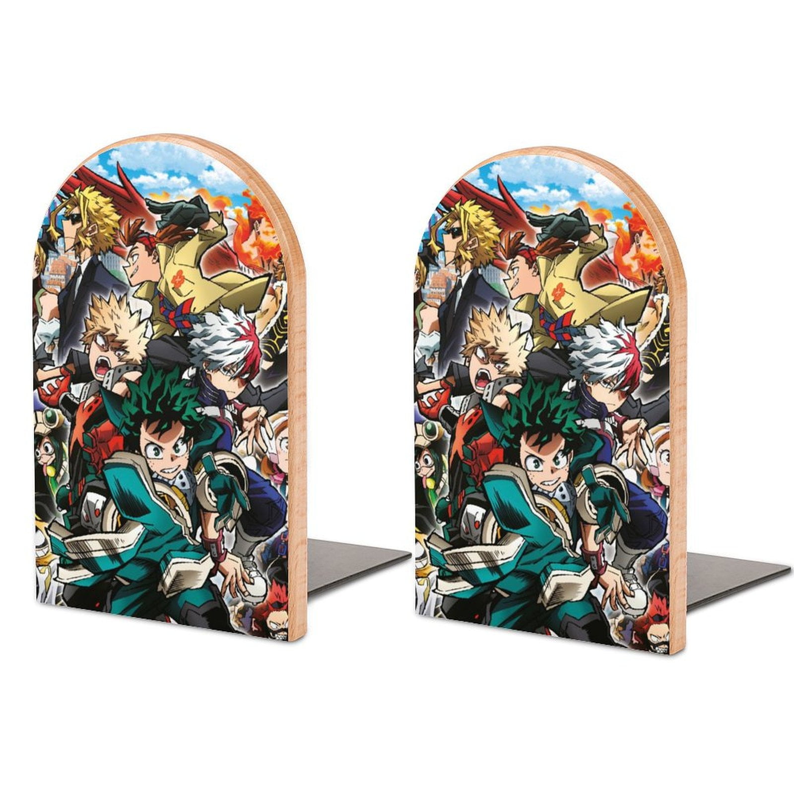 Anime Boku No Hero Bookends Wood Book Divider Decor Shelves Non-Skid ...
