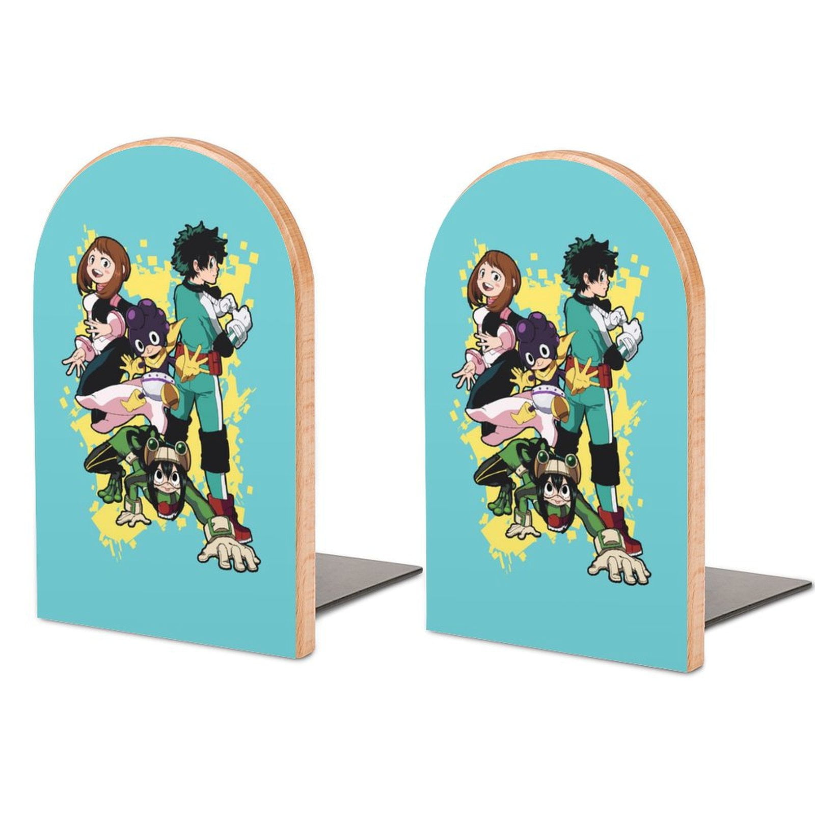 Anime Boku No Hero Bookends Wood Book Divider Decor Shelves Non-Skid ...