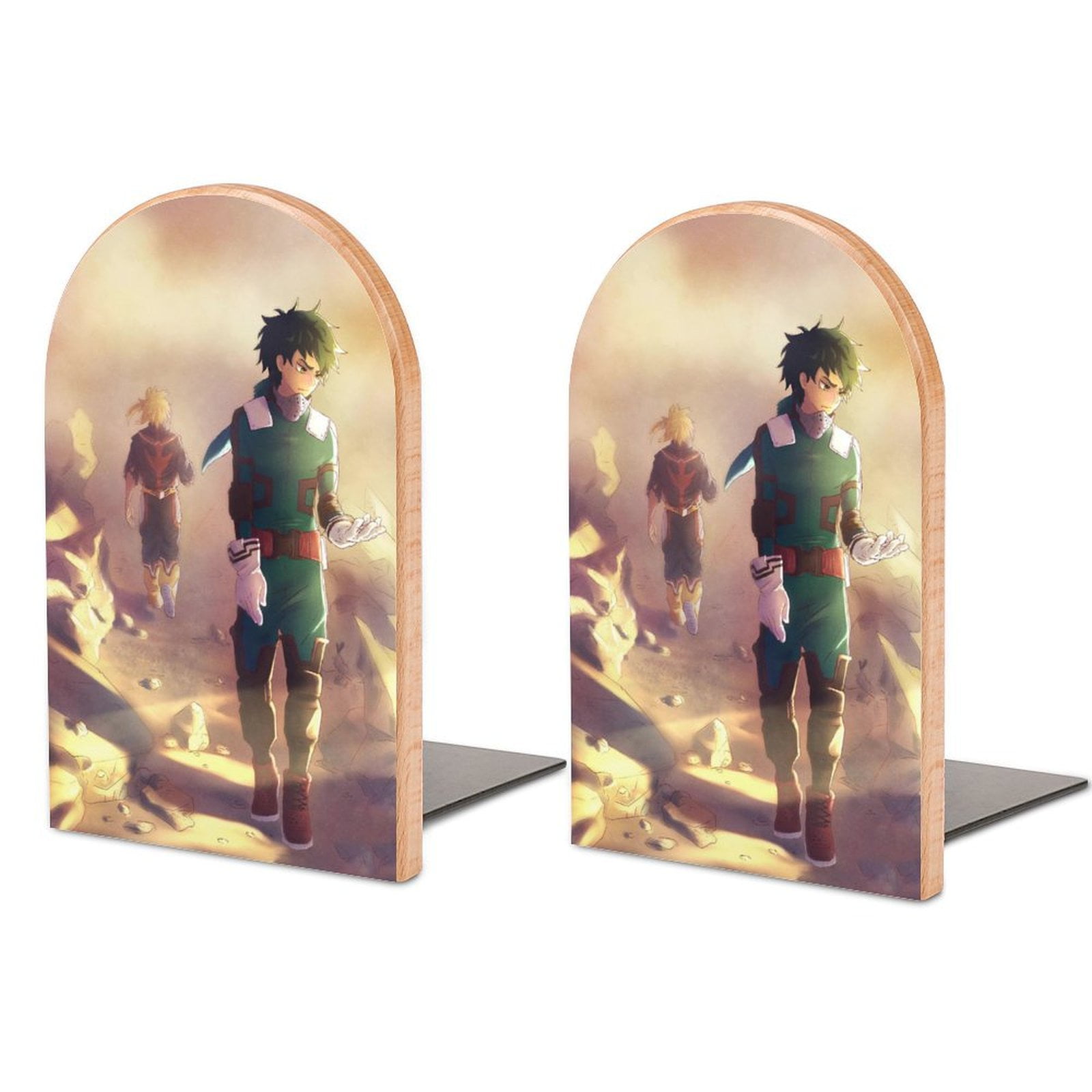 Anime Boku No Hero Bookends Wood Book Divider Decor Shelves Non-Skid ...