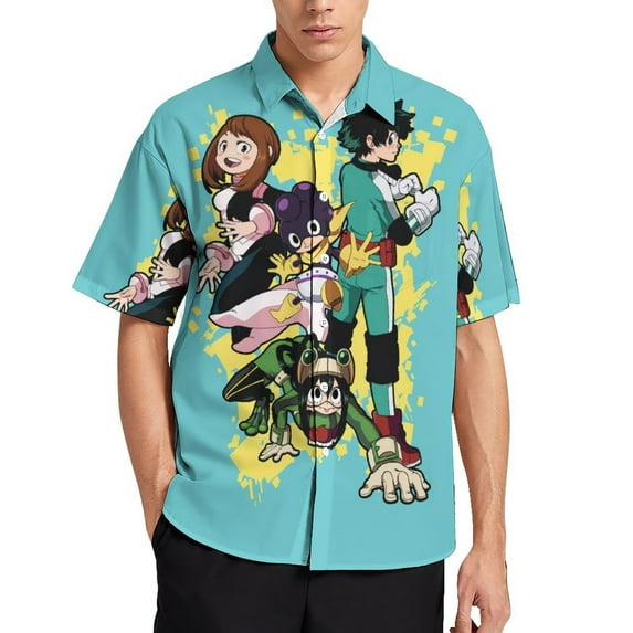 Anime Boku No Hero Men's Button-Down Shirts Daily Casual Beach Hawaiian ...