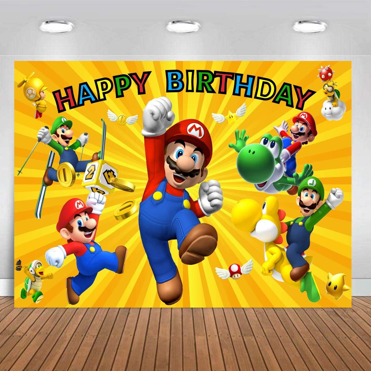 Anime Bros Happy Birthday Mario Theme Photography Backdrops,Cake Table ...