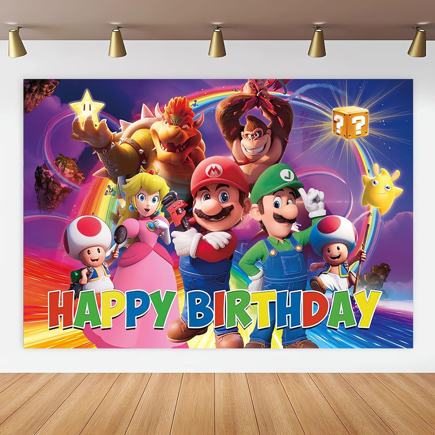 Anime Bros Happy Birthday Mario Theme Photography Backdrops,Cake Table ...