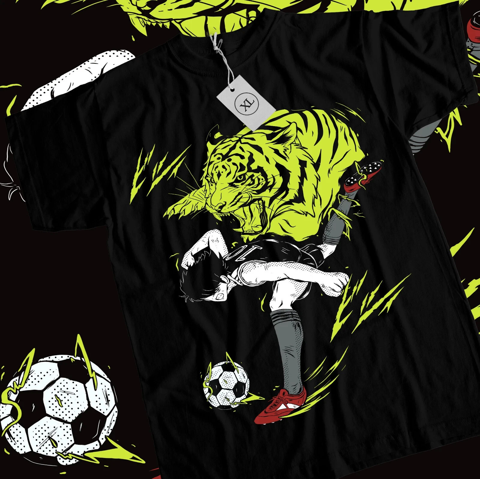 Anime Captain Tsubasa Kojiro Hyuga Tiger Graphic Black T-Shirt Size S ...