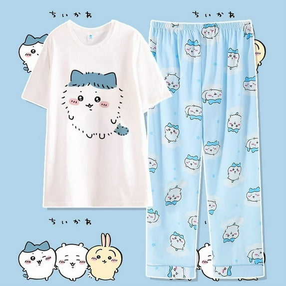 Anime Cartoon Chiikawa Usagi Hachiware Sleepwear Summer New Pure Cotton ...