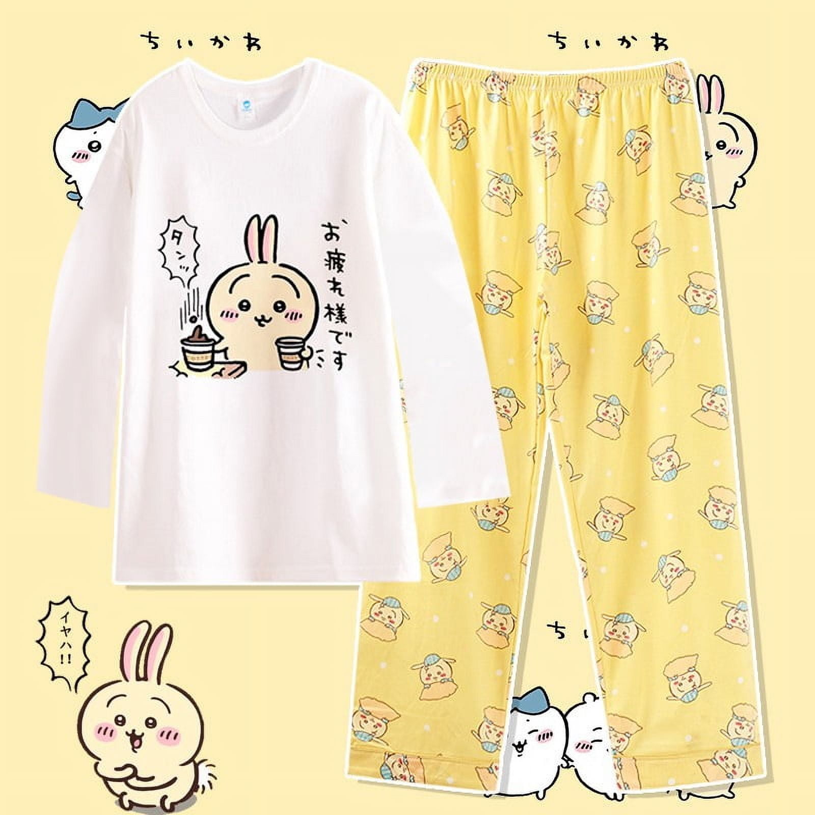 Anime Cartoon Chiikawa Usagi Sleepwear Y2K Spring Autumn New Women's ...