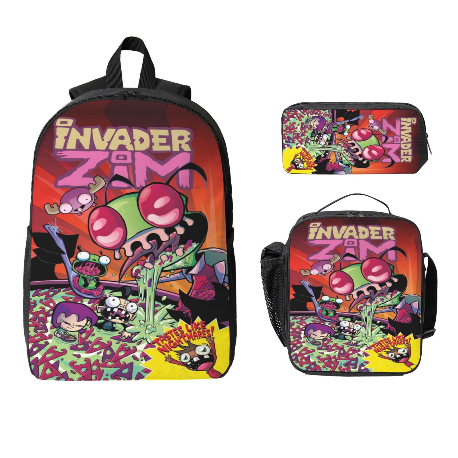Anime Cartoon Invader Zim 3pcs Game Backpack Set, 17inch Daypack With ...