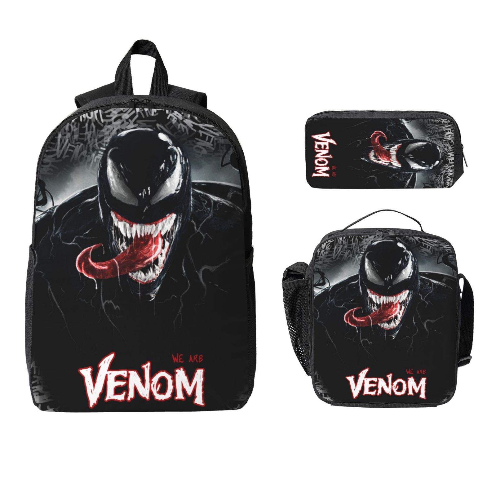 Anime Cartoon Monster Venom 3pcs Game Backpack Set, 17inch Daypack With ...