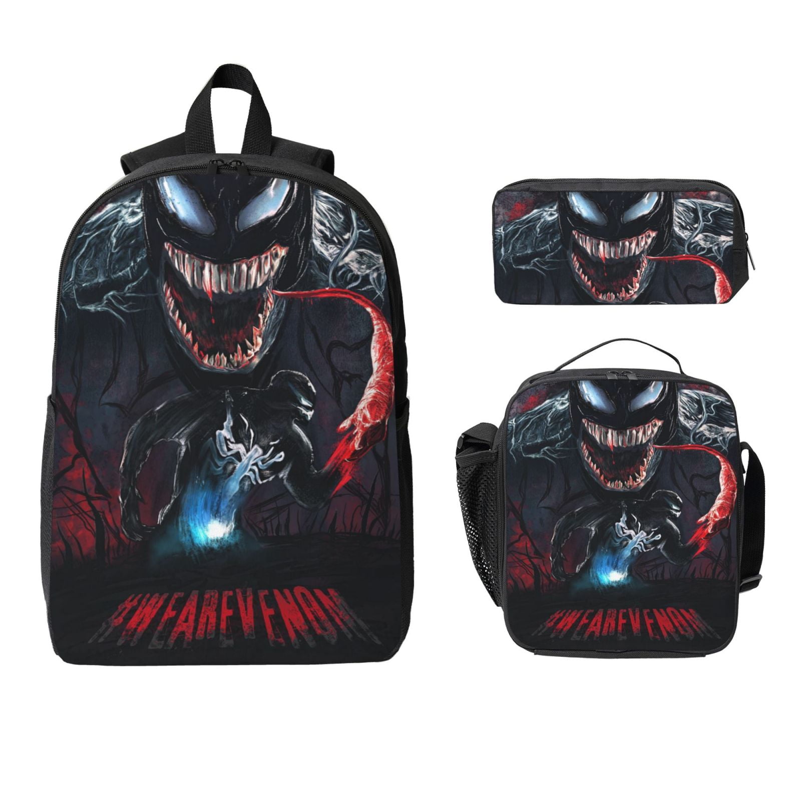 Anime Cartoon Monster Venom 3pcs Game Backpack Set, 17inch Daypack With ...