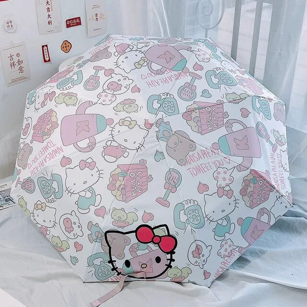 Anime Cartoon Sanrio Hello Kitty Fully Automatic Sun Umbrella Parasol ...