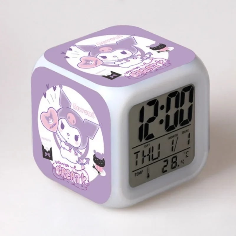 Anime Cartoon Sanrio Kuromi Alarm Clock Creative LED Cube with Colorful ...