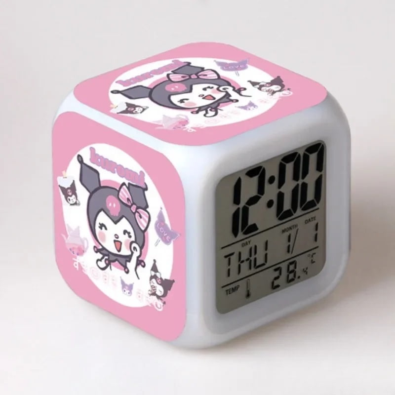 Anime Cartoon Sanrio Kuromi Alarm Clock Creative LED Cube with Colorful ...