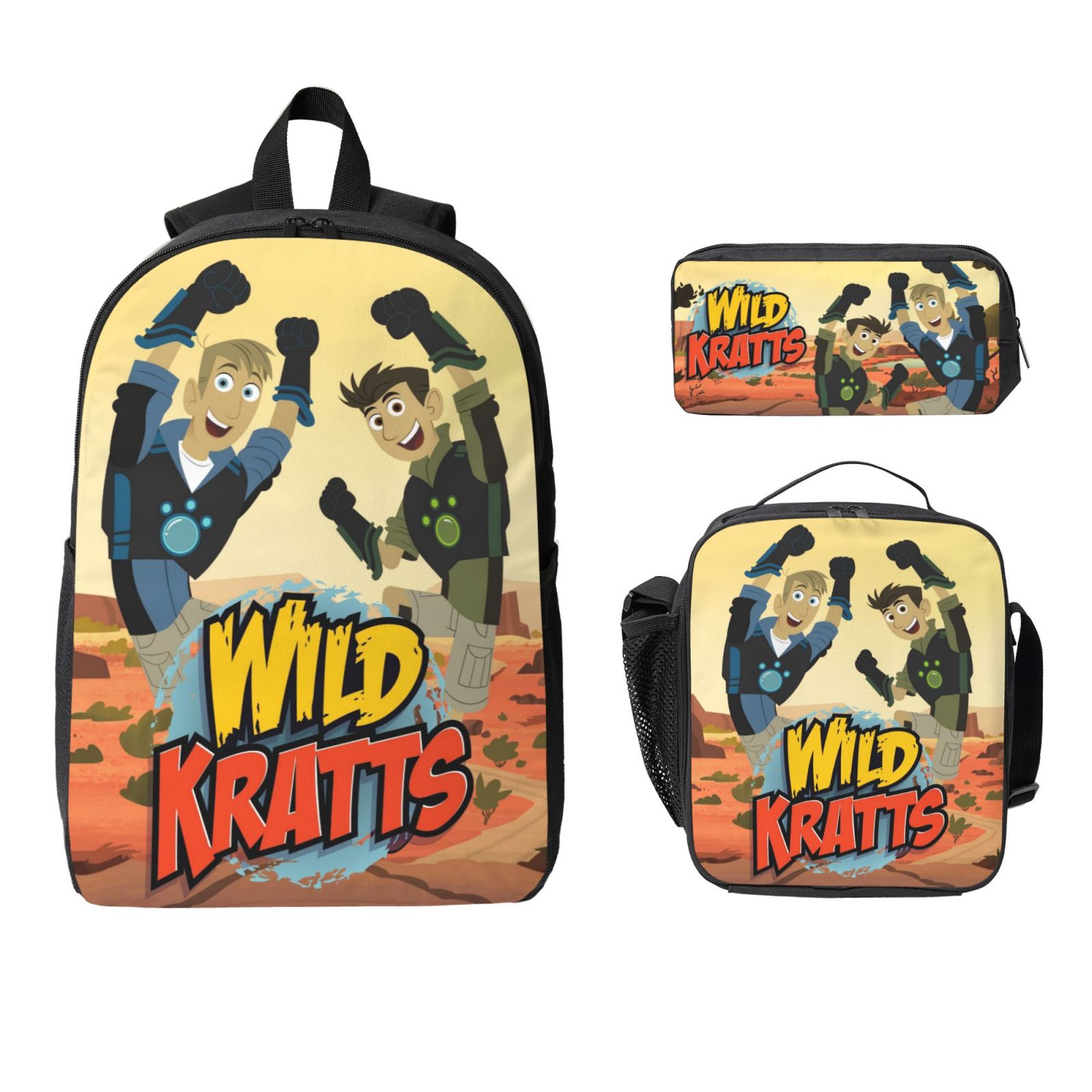 Anime Cartoon Wild Kratts 3pcs Game Backpack Set, 17inch Daypack With ...